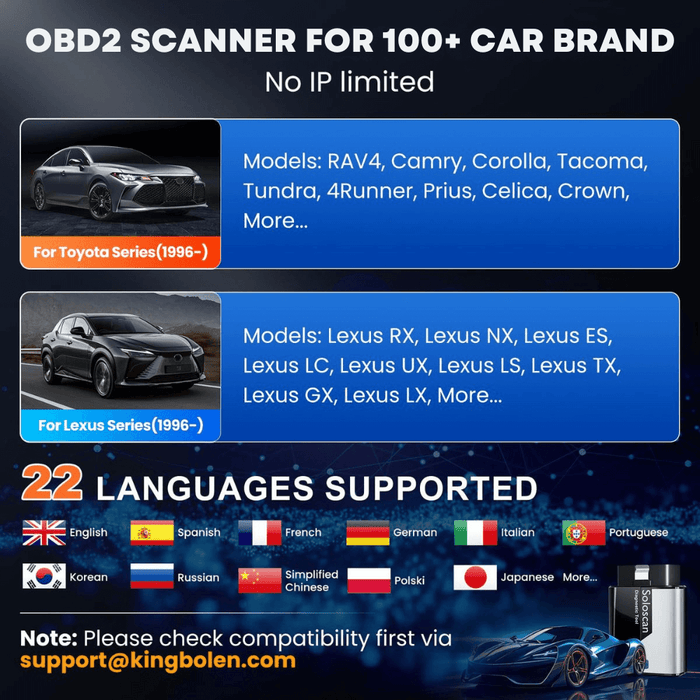 KINGBOLEN SOLOSCAN OBD2 Scanner for Toyota & Lexus