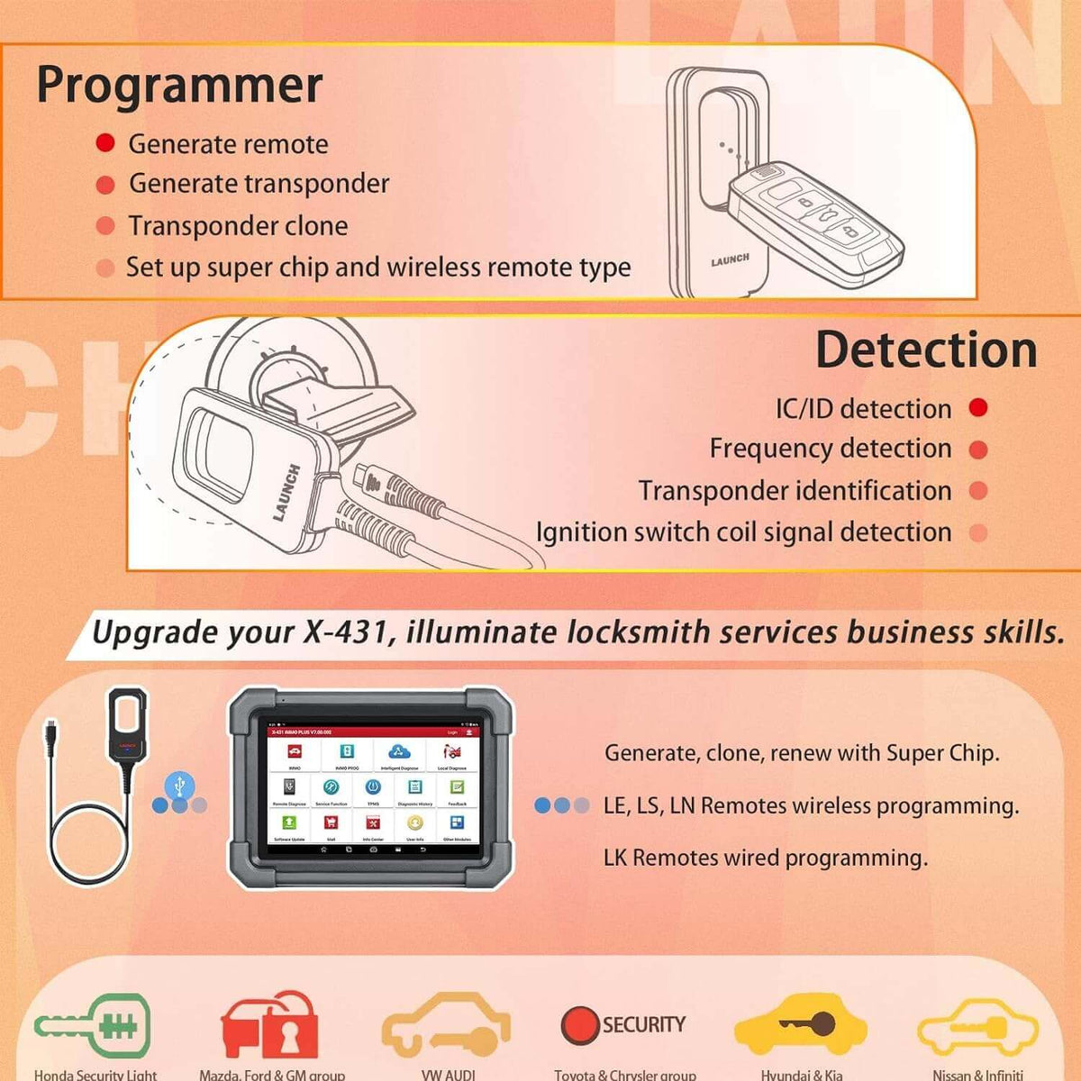 Launch X431 Key Programmer & Universal Remote Bundle