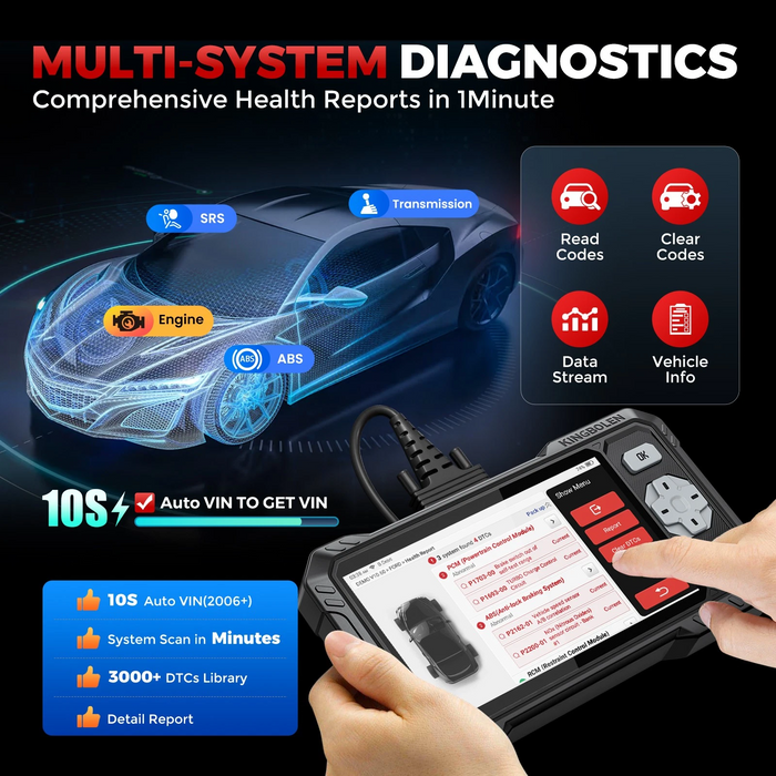 KINGBOLEN S608 Bi-Directional OBD2 Scanner with CAN FD & FCA/SGW Suppo